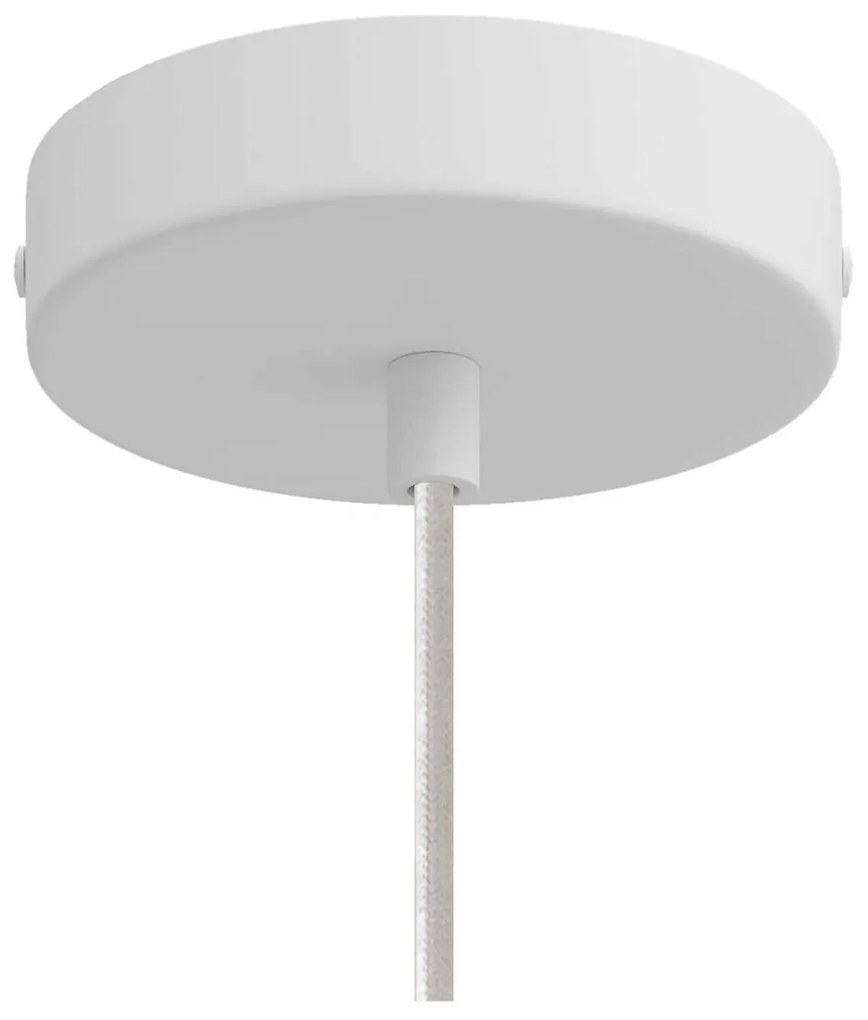 creative cables Závěsná lampa s textilním kabelem, stínidlem Tub-E14 a kovovými detaily Barva: Bílá