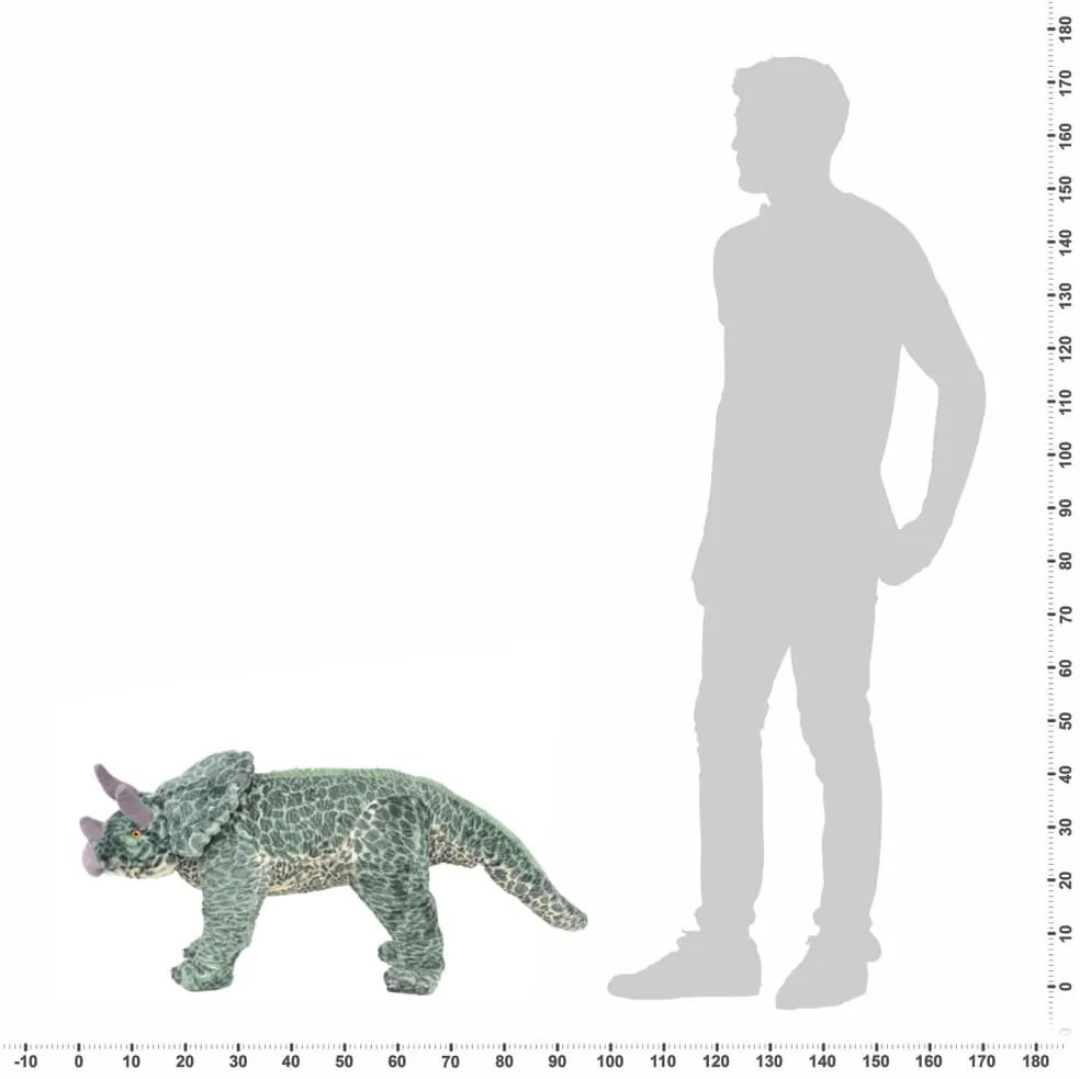 vidaXL Marketos Stojící plyšová hračka dinosaurus triceratops zelený XXL