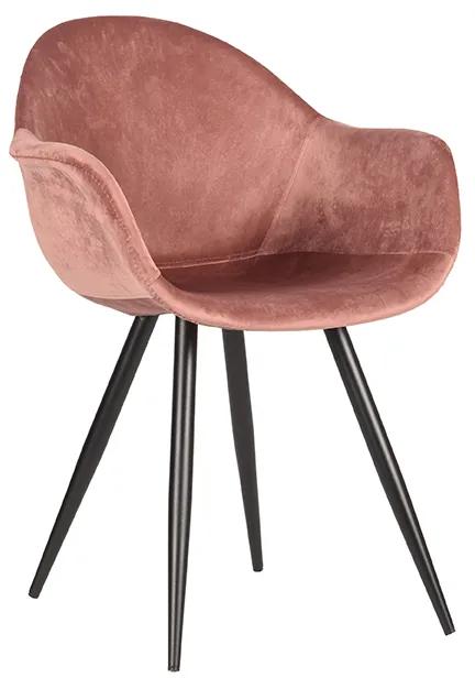 LABEL51 Růžová sametová jídelní židle Slifro