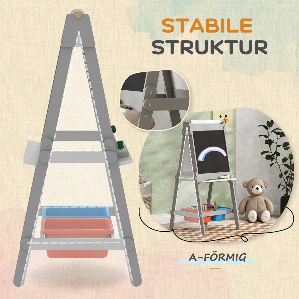 AIYAPLAY dětská tabule 3 v 1 šedá | Aosom