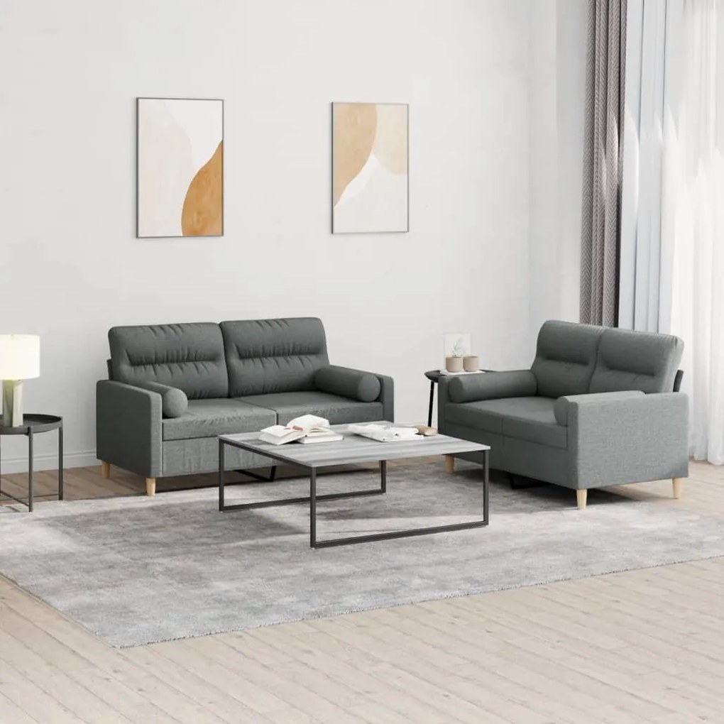 3Dílná Sedací Souprava S Polštáři Textil - Taupe / s poduškami