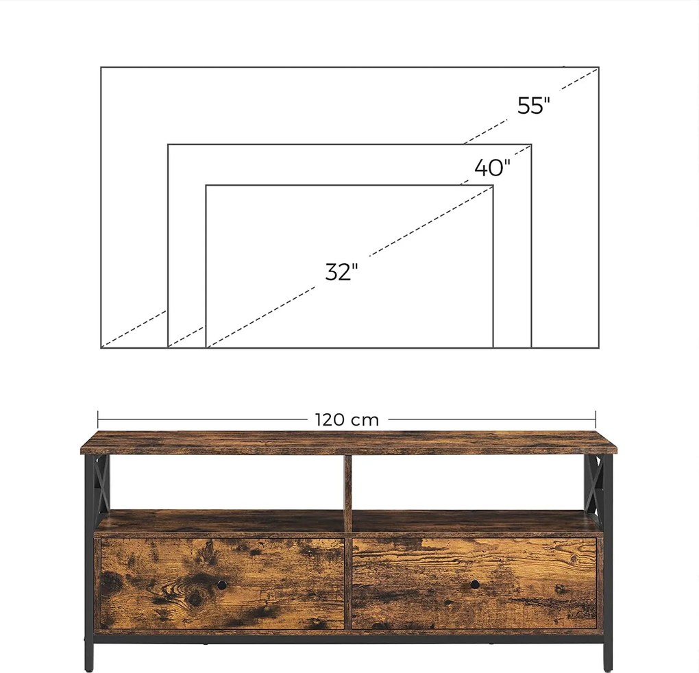 TV skříň se 2 zásuvkami 120 x 50 x 40 cm rustikální hnědá