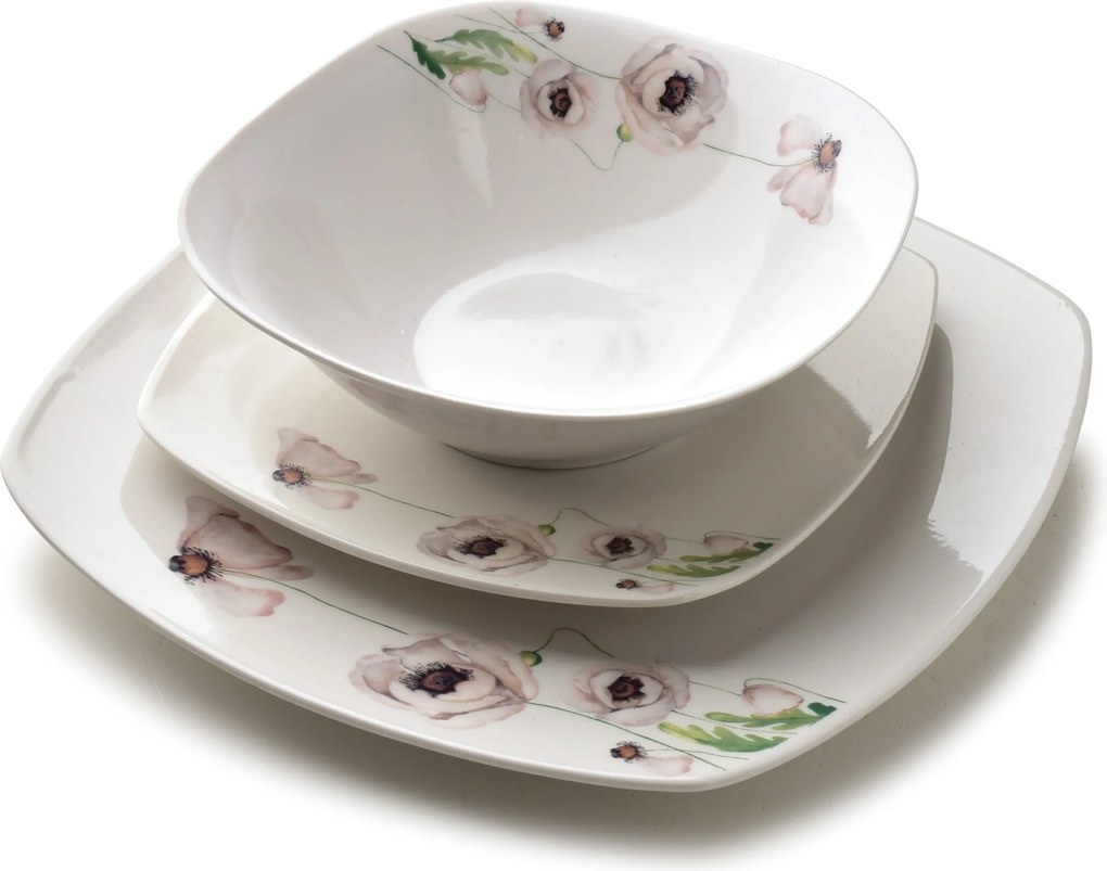 Porcelánová jídelní sada LEA Pink 18 ks bílá/růžová