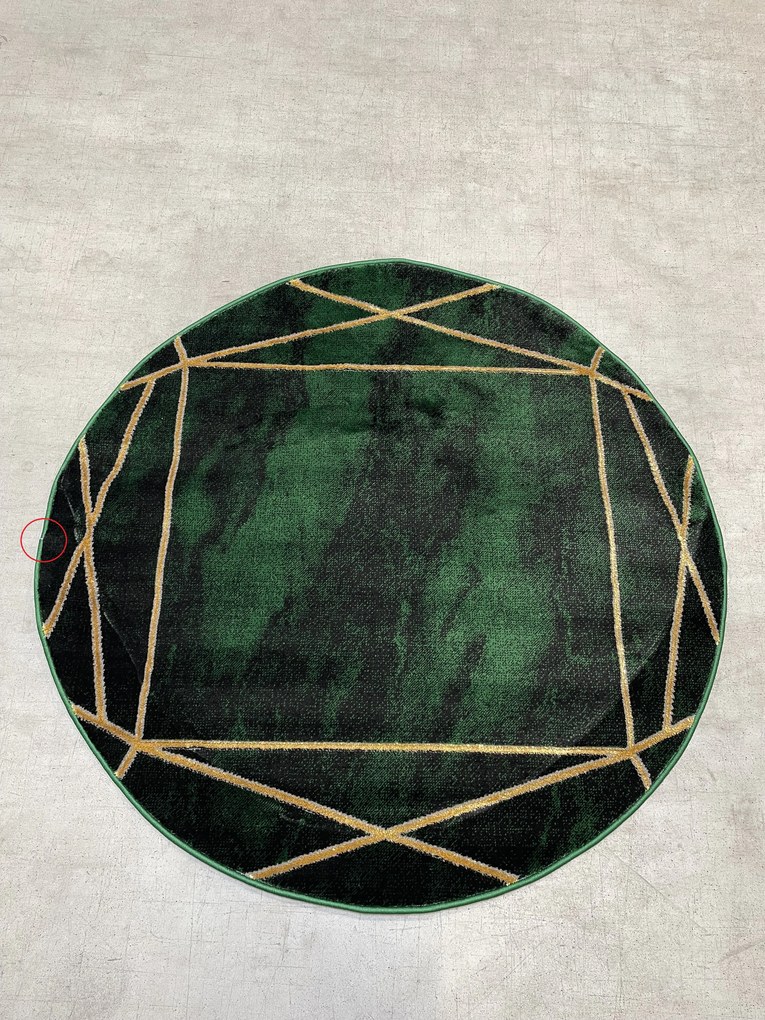 Dywany Łuszczów, POŠKOZENÝ Kusový koberec Emerald 1022 green and gold kruh, 120x120 (průměr) kruh, zelená, ložnice