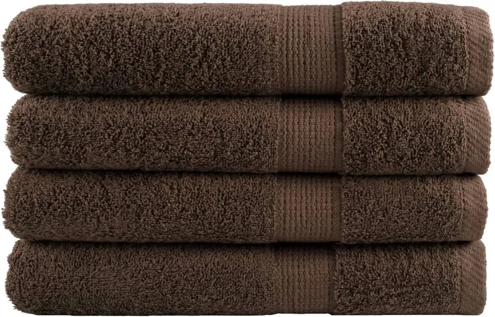 Prémiové saunové osušky SOLUND 4 ks hnědé 80x200 cm 600 g/m² 137243