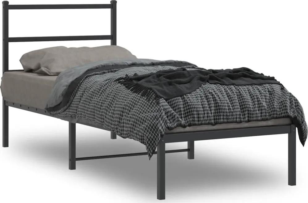 vidaXL Kovový rám postele s čelem 80 x 200 cm [355405] Barva: Černá
