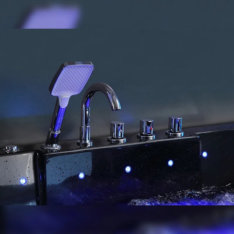Terra Hydromasážní vířivá vana Iris 933C 170x84 s ohřevem vody, černý mramor