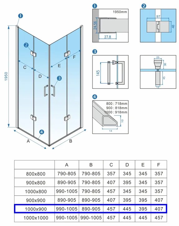 BPS-koupelny Obdélníkový sprchový kout HYD-OK13A 100x90 černý/transparent + vanička HYD-OSV-ST04A černá