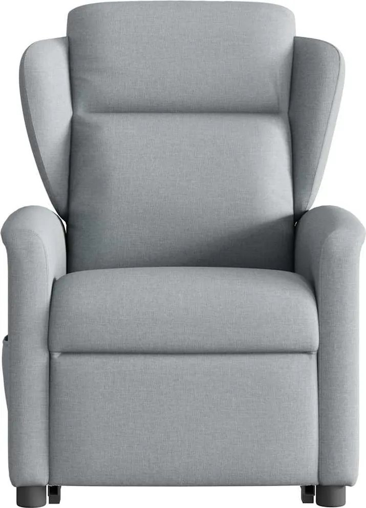 Elektrické zvedací masážní polohovací křeslo světle šedé textil 3303164