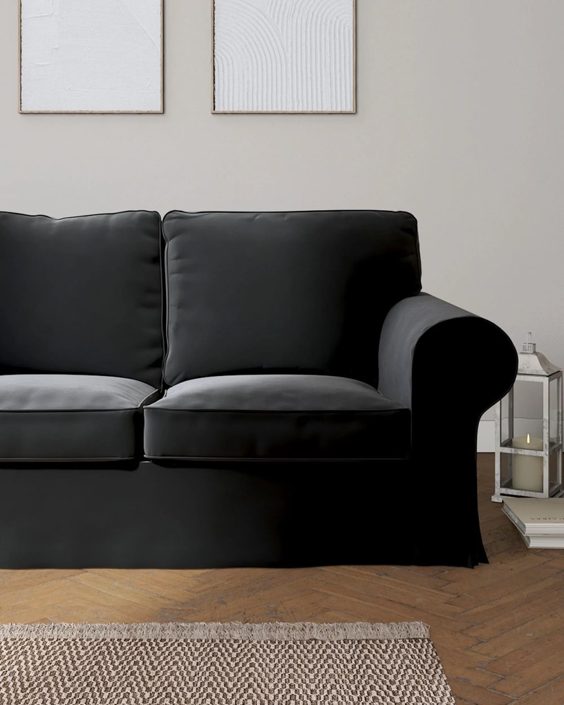 Potah na pohovku IKEA Ektorp 3-místná, rozkládací STARÝ MODEL PIXBO barva černá látka lesklé, sametová