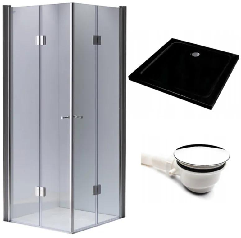 BPS-koupelny Čtvercový sprchový kout HYD-SK1290C 100x100 chrom/transparent + vanička HYD-SSV-ST06A černá