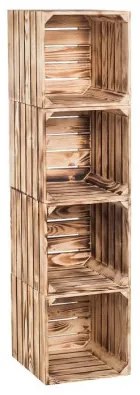 ČistéDřevo Dřevěné opálené bedýnky regál 120 x 30 x 35 cm