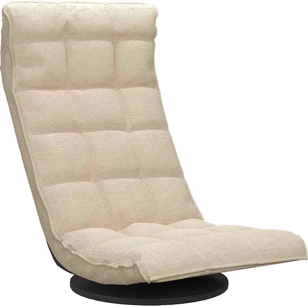 Otočná lenoška na podlahu krémová textil 336576