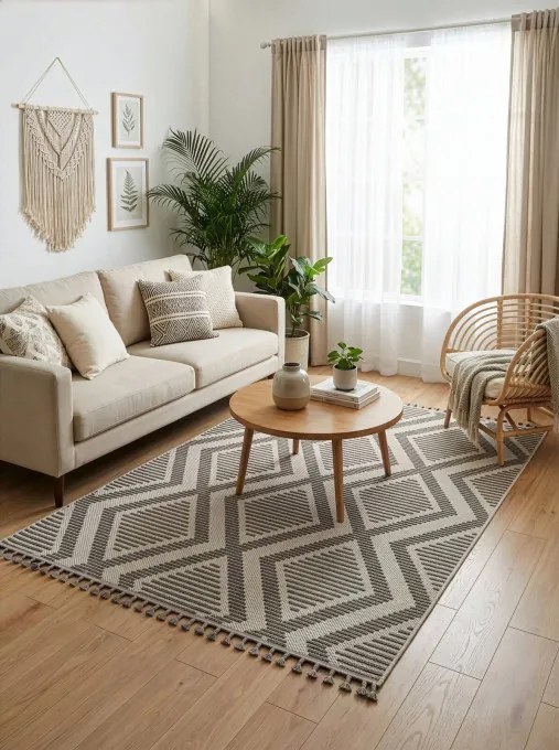 Koberec LINEA 4 BOHO hnědý / světle béžový
