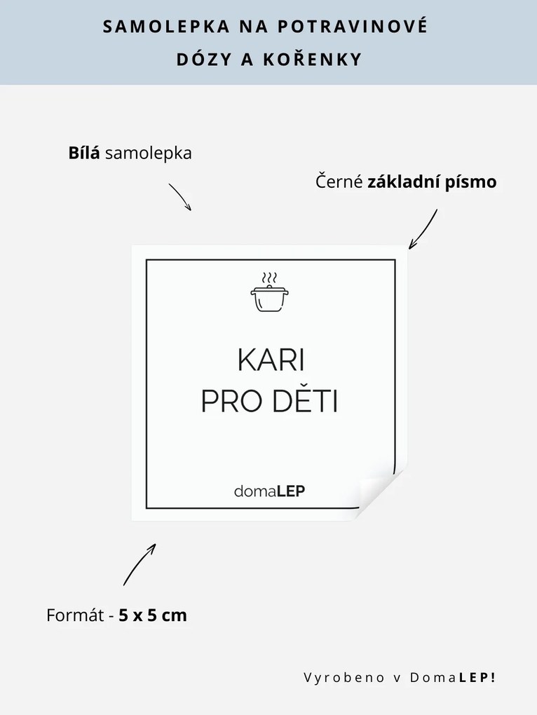 Samolepka na kořenky KARI PRO DĚTI bílá 5 × 5 cm základní písmo
