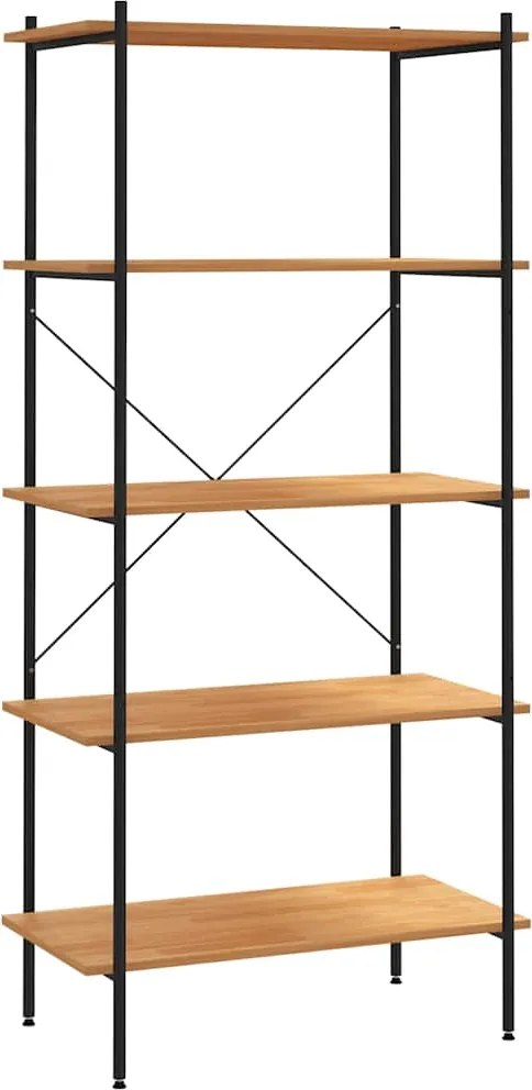 Policový regál s 5 policemi černý a dub 80 x 40 x 163 cm 336348