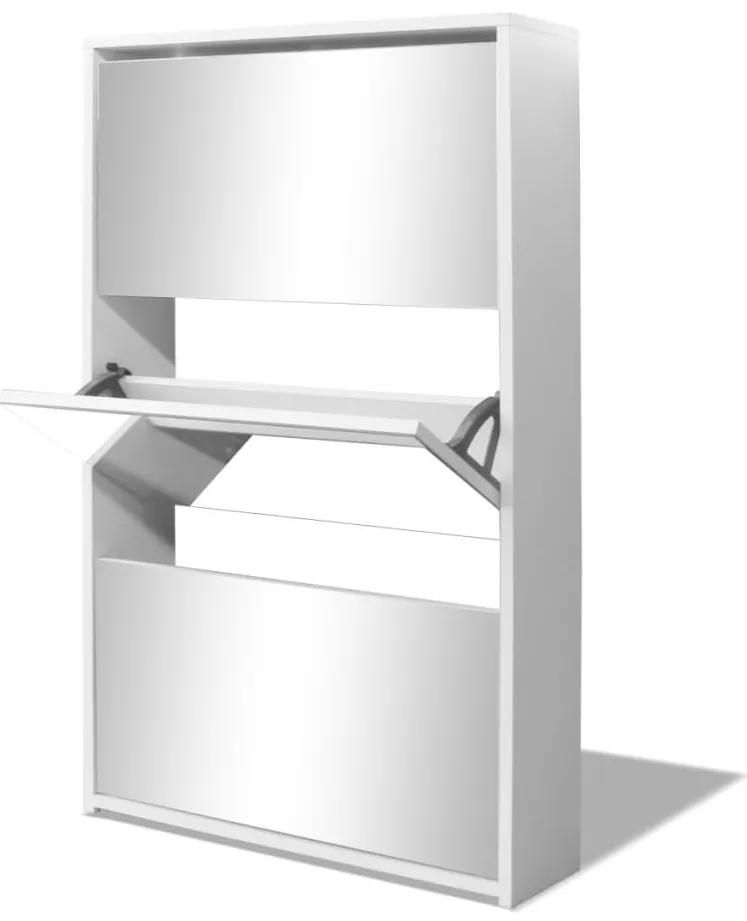 Botník třípatrový, zrcadlový, bílý 63x17x102,5 cm - Default Title