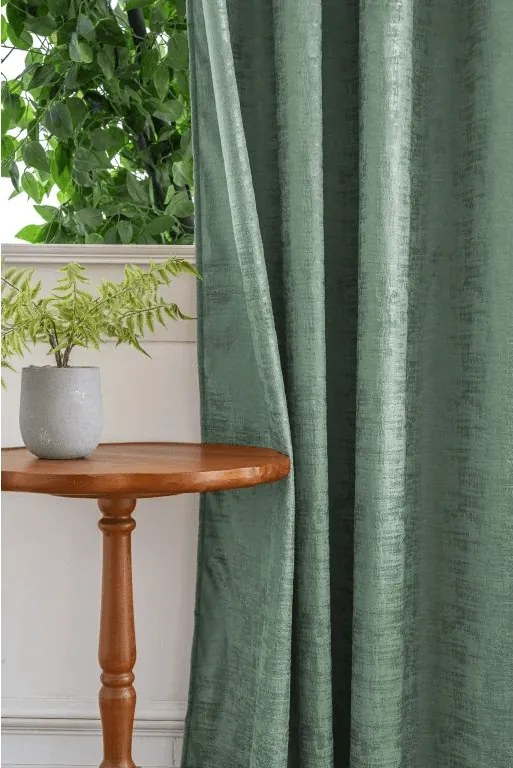 Zatemňovací závěs LOOM VELVET 140x250 cm, zelený Zavěšení: Řasící páska