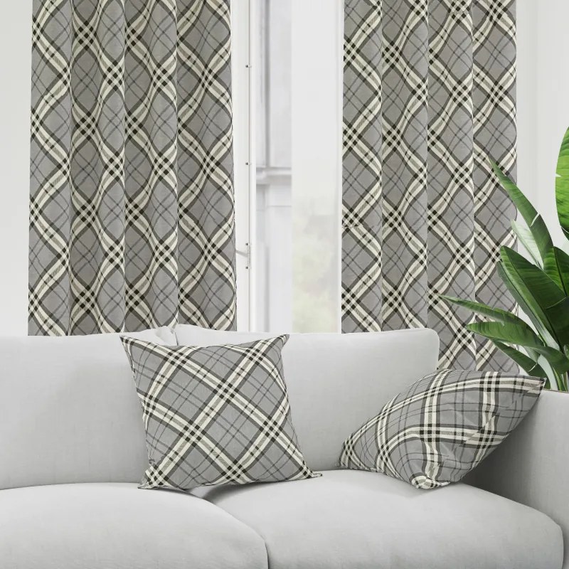 Ervi Bavlněný závěs - Grey Tartan