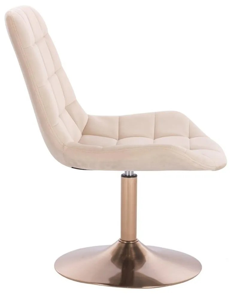 LuxuryForm DESIGN Otočná židle PARIS VELUR na zlatém talíři - krémová