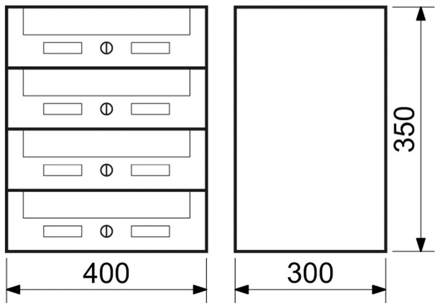 Richter Czech Sestava čtyř poštovních schránek ocelová BK.02-4.S