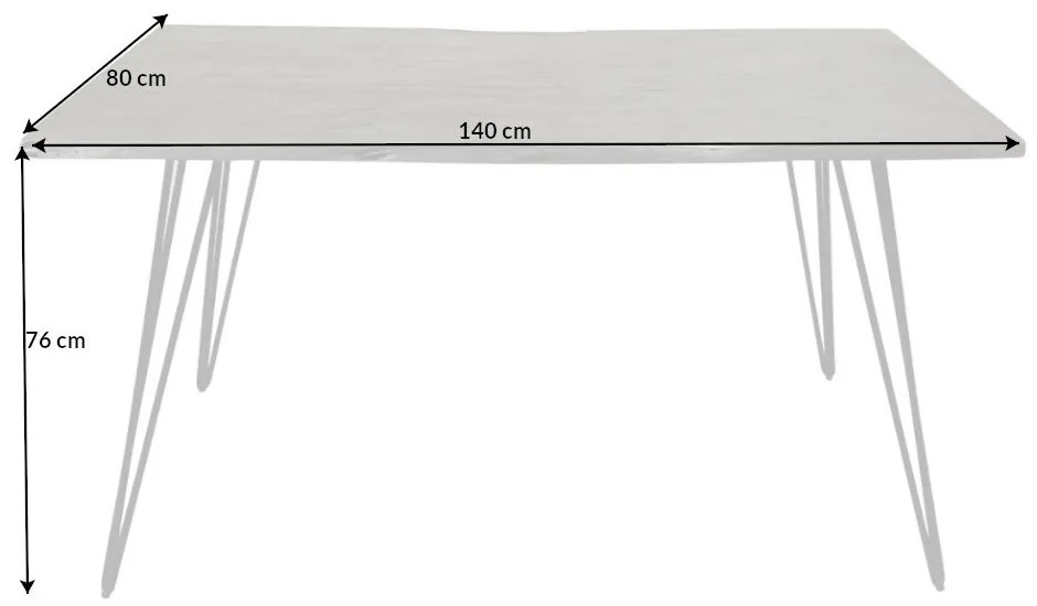 Massive home | Jídelní stůl Scorpion 140 cm šedý masiv akácie