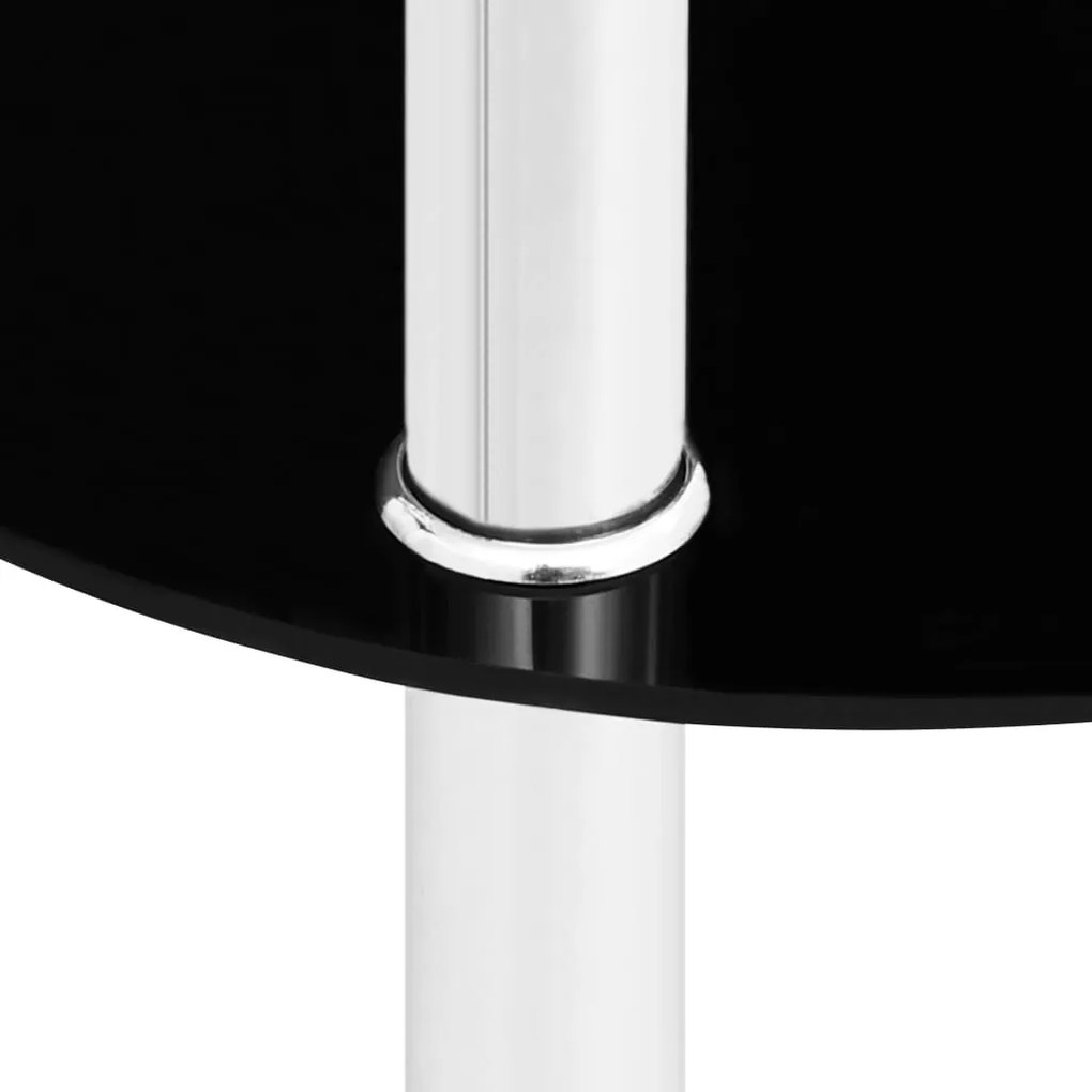 322786 vidaXL 2-Tier Side Table Transparent & Black 38x38x50cm Tempered Glass - Default Title