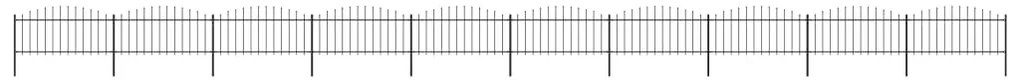 Zahradní plot s kopím nahoře ocelový 1781,5 x 75 cm černý