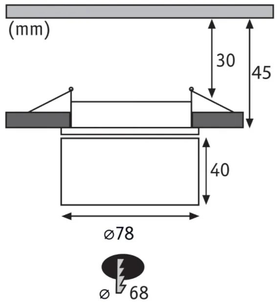 Paulmann 93374 Spircle, matně chromová zápustná bodovka, 8W LED 3000K, prům. 7,8cm