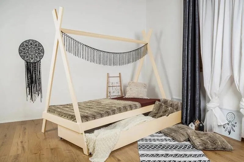 MAXIDO Dětská postel Teepee s přistýlkou 160x80 šedá