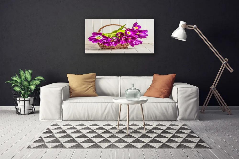 Obraz na plátně Květiny v Košíku 125x50 cm