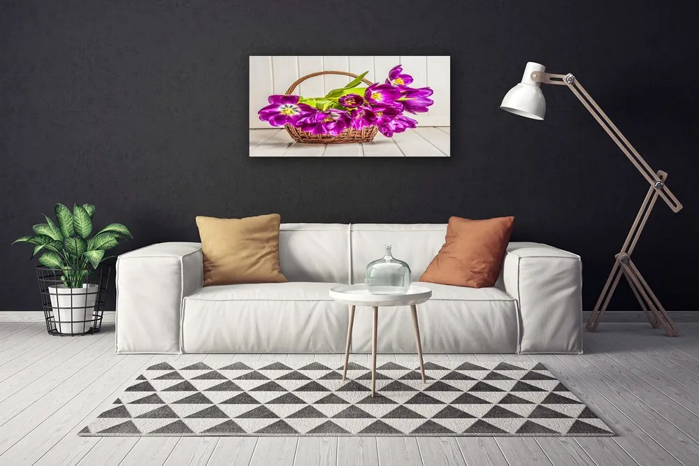 Obraz na plátně Květiny v Košíku 140x70 cm