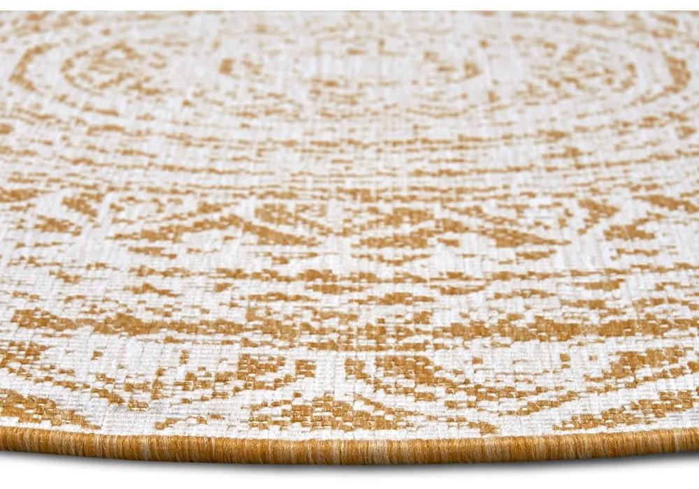 Okrově žluto-bílý kulatý venkovní koberec ø 200 cm Siruma – NORTHRUGS