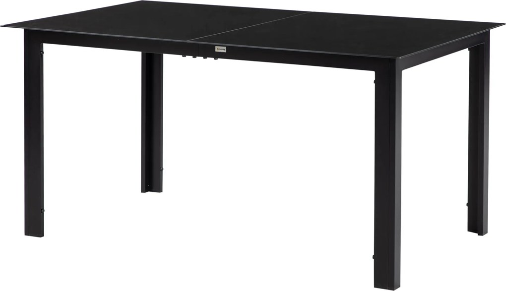 Zahradní stůl Outsunny z hliníku 150 x 90 cm odolný vůči počasí s skleněnou deskou, bufetový stůl pro kempování pro 6 osob, venkovní jídelní stůl pro