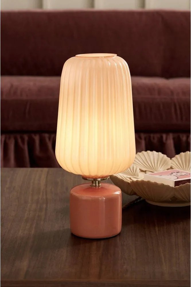 Skleněná stolní lampa v lososové barvě (výška 40 cm) Daria – Ellos Home