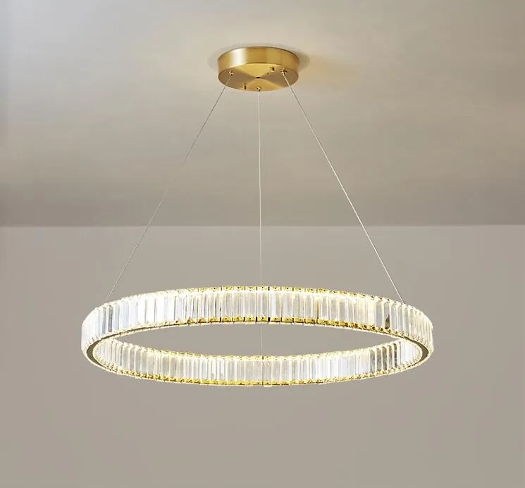 Lampa ring křišťály 60 cm glamour závěsný lustr
