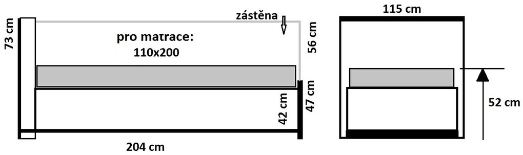 Postel TOBY 110cm vč. roštu a ÚP