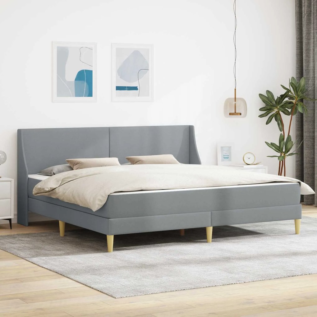 Rám postele s matrací s čelo Světle šedá 200 x 200 cm Polyester 3414754