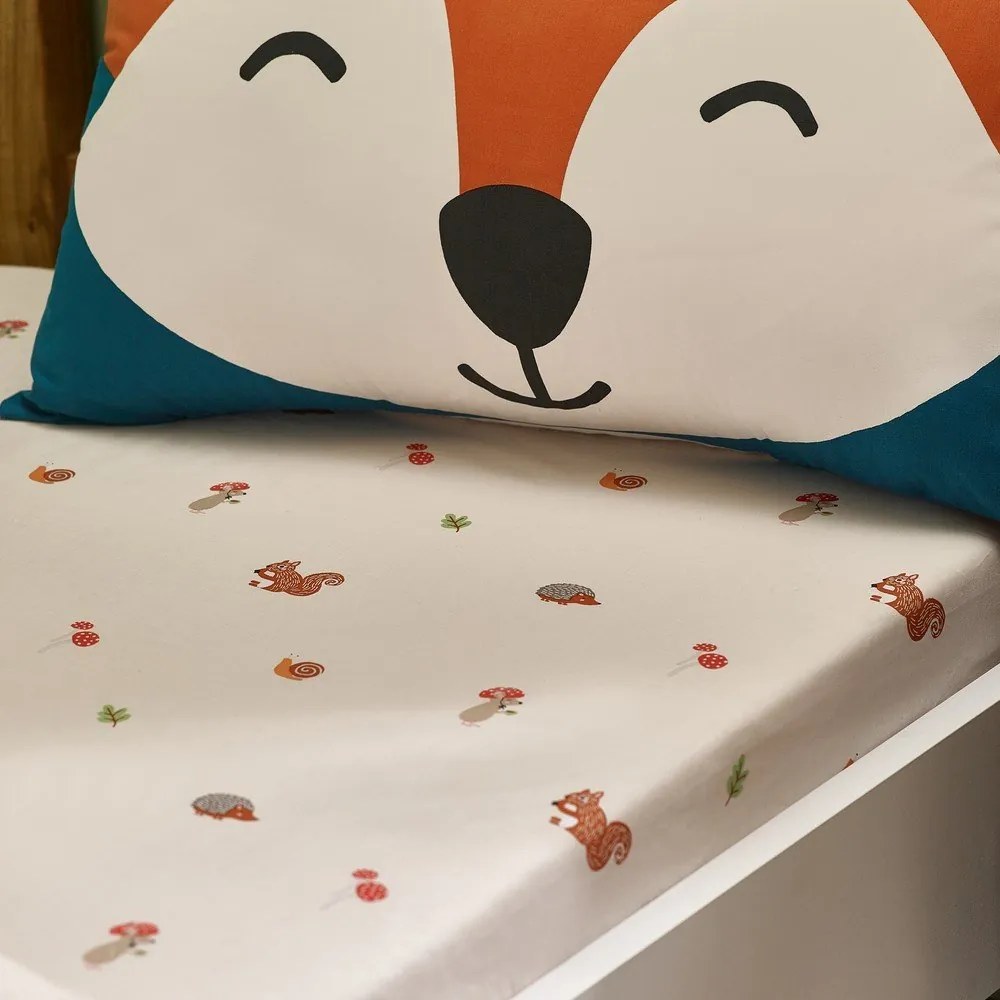 Béžové napínací dětské prostěradlo na jednolůžko 90x190 cm Fox and Woodland Friends – Catherine Lansfield