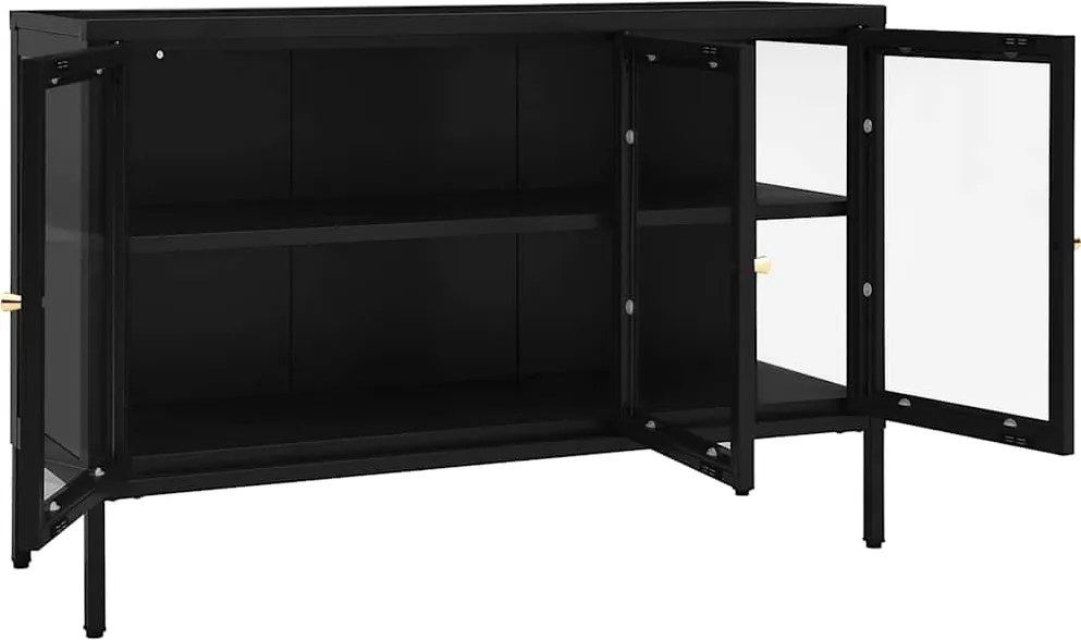 Příborník černý 105 x 35 x 70 cm ocel a sklo 336067