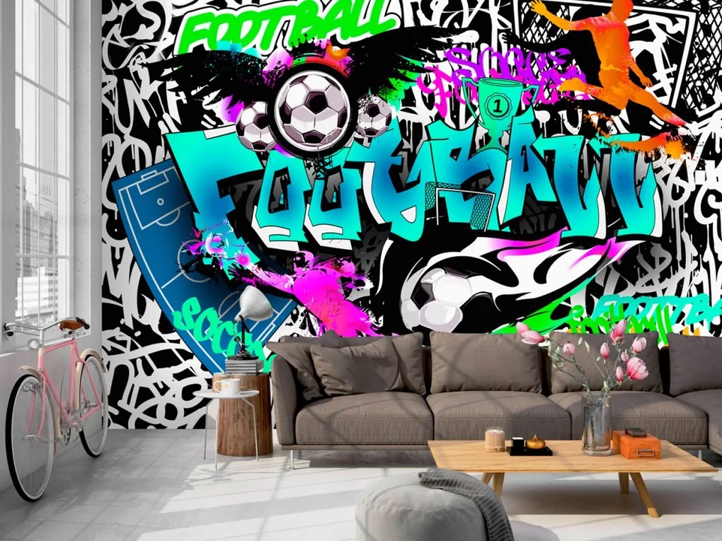 Tapeta graffiti football + lepidlo ZDARMA Velikost (šířka x výška): 450x315 cm