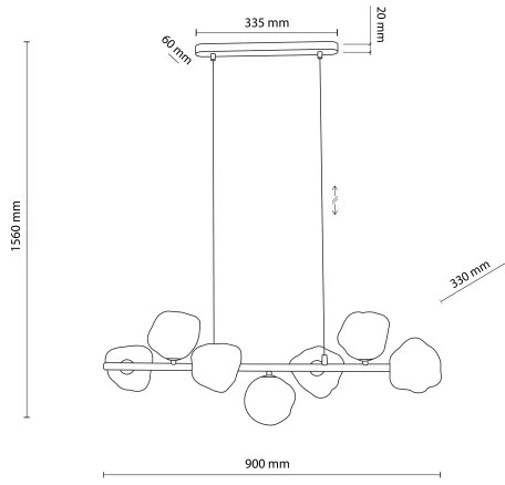 Lustr na lanku LAVA 7xG9/8W/230V béžová/kouřová béžová