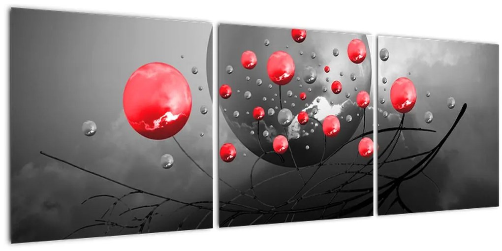 Obraz červených abstraktních koulí (120x40 cm), 40 dalších rozměrů