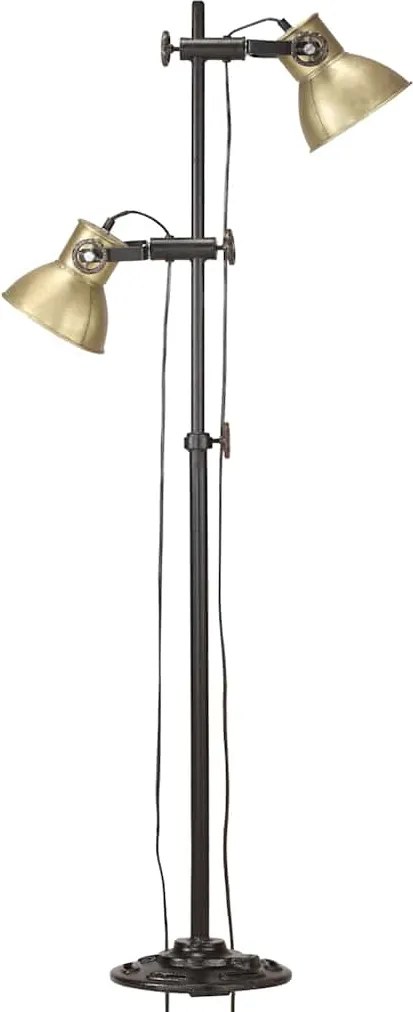 Podlahová lampa se 2 svítidly mosazná E27 litina 320584