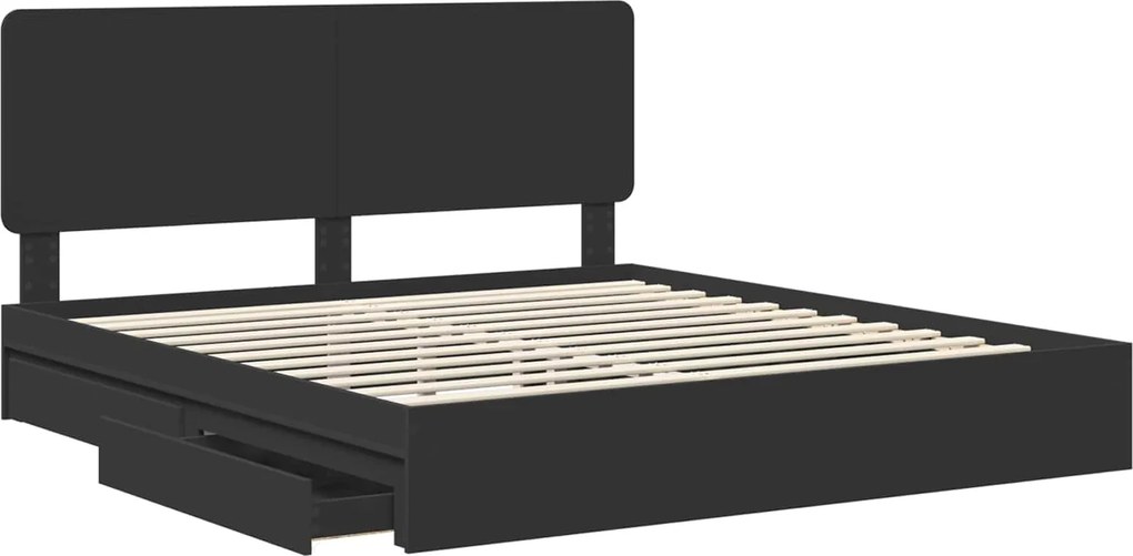 Postel s úložným prostorem Černá 200 x 200 cm Kompozitní dřevo 3412652