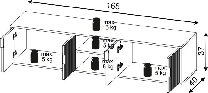 TV stolek Flinn 165 cm bílý/zlatý