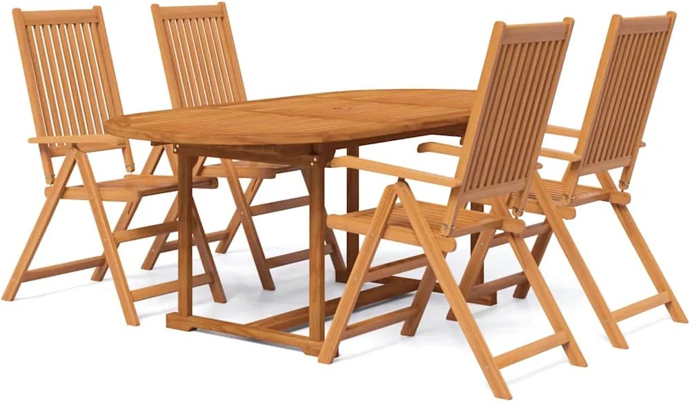5dílný zahradní jídelní set masivní akáciové dřevo 120-170 cm 3079643