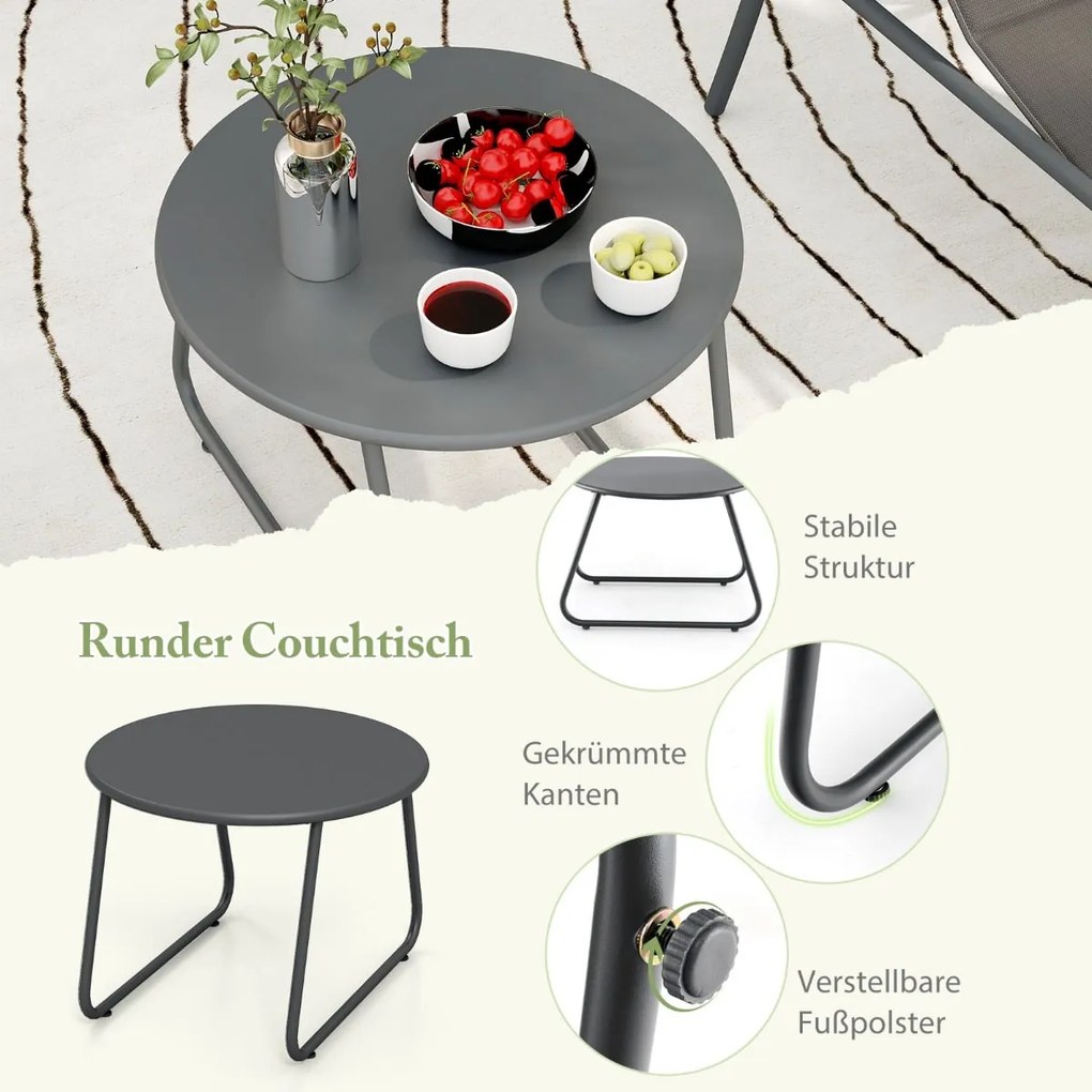 Costway Balkonový nábytek 3 kusy. Gartenmöbel Set mit 2 Stühlen a Tisch