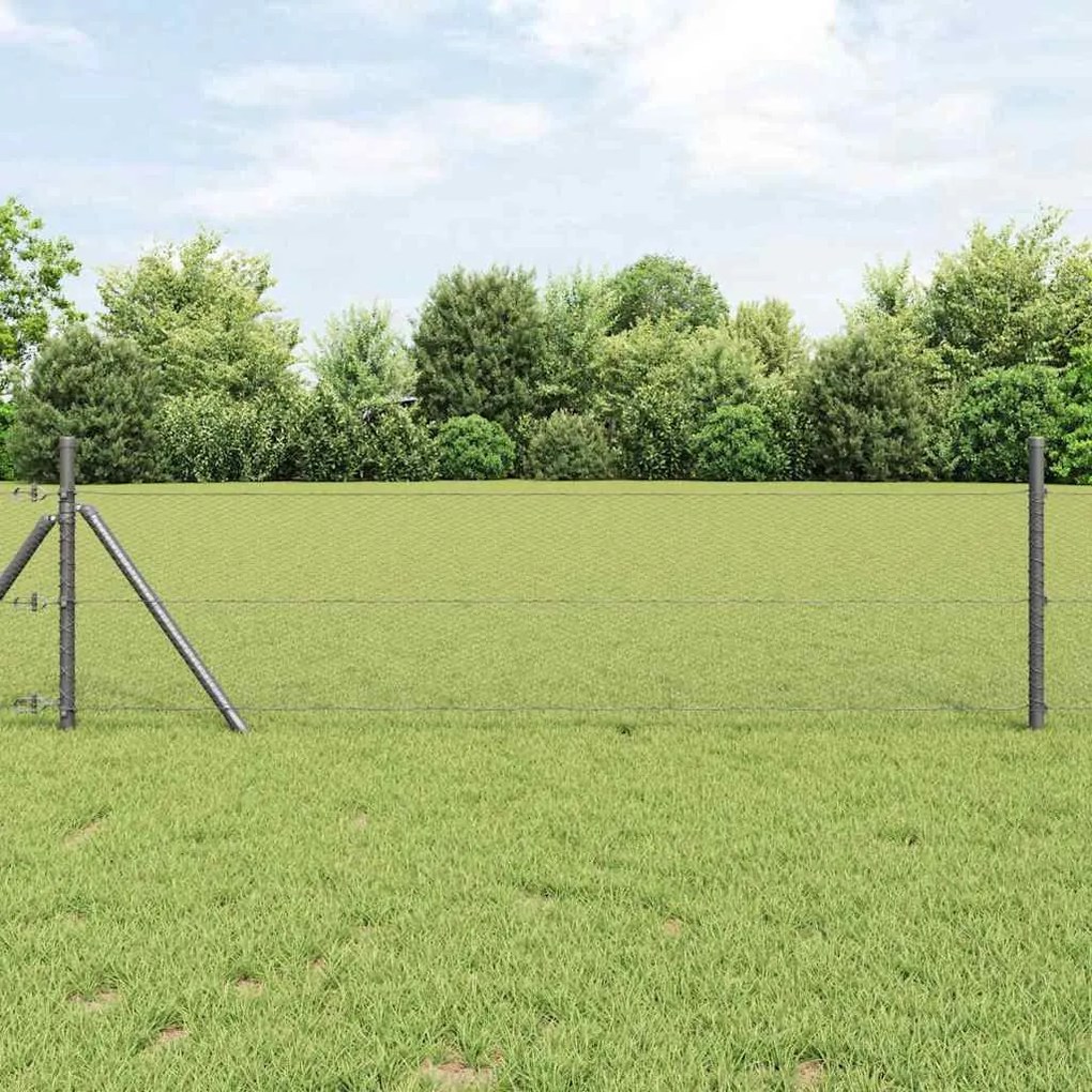 Hexagonální kotvení plotu 10 x 0,5 m Ocel potažená PVC Šedá 3352765