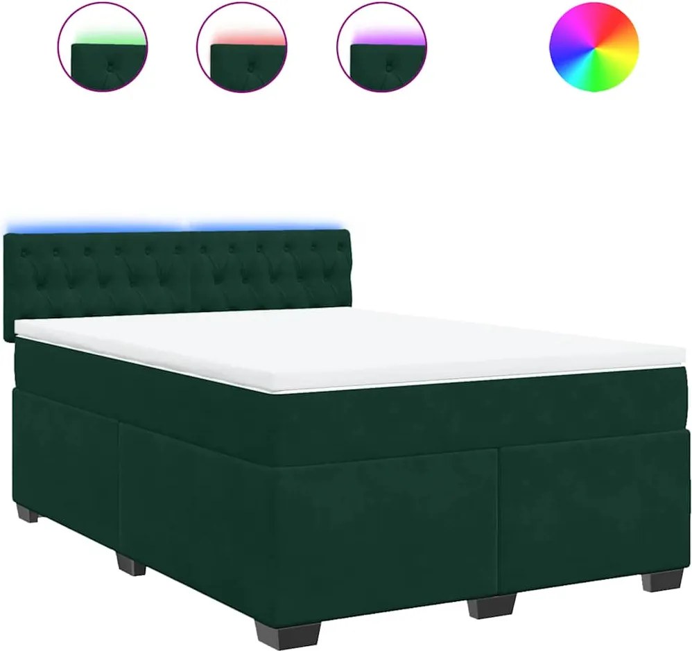 Box spring postel s matrací tmavě zelená 140x190 cm samet 3288615